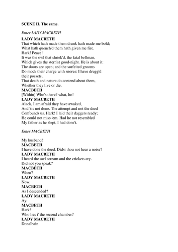 Macbeth Act 2, Scene 2 | Teaching Resources