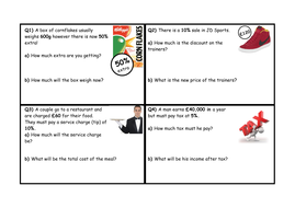 Percentages Real World Context (Entry Level) | Teaching Resources