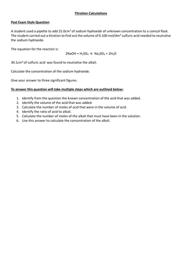 AQA GCSE C4 Chemical Calculations L9 Titration Calculations | Teaching Resources