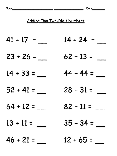 Addition: Adding two two-digit numbers | Teaching Resources