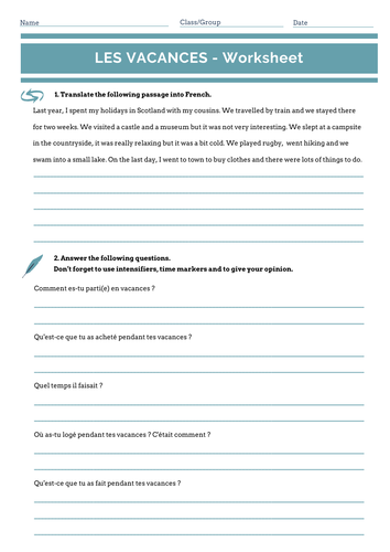 GCSE French revision Holiday | Teaching Resources