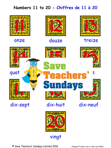 Numbers 11-20 in French Worksheets, Games, Activities and Flash Cards ...