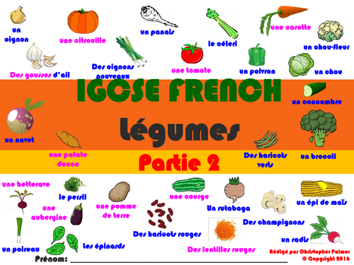 IGCSE French: Food and drink (Part 2): Vegetables | Teaching Resources