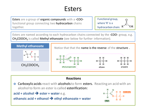 Esters - info card | Teaching Resources