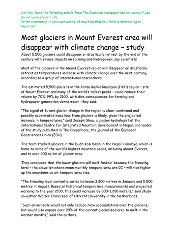 KS3 Glaciers lessons | Teaching Resources