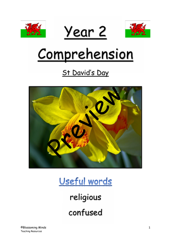St David's Day Comprehension - Year 2 | Teaching Resources