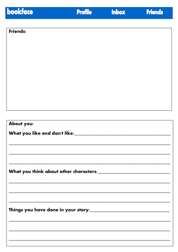 English Creative Writing - Designing a 'Bookface' Character Profile ...