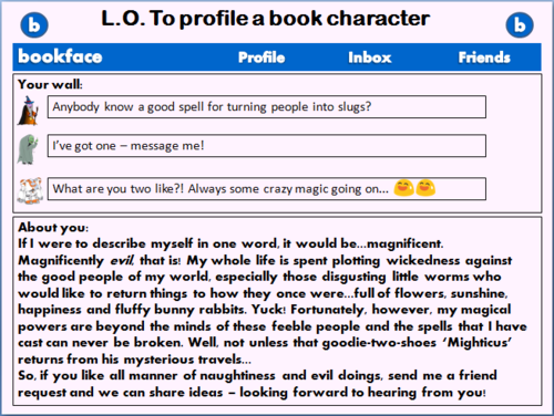 English Creative Writing - Designing a 'Bookface' Character Profile ...