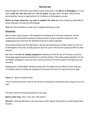 Martin Luther King - Role Play Tasks | Teaching Resources
