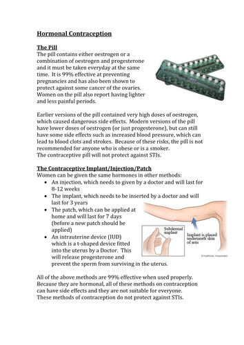 AQA Biology 4.5 - L12 Contraception | Teaching Resources