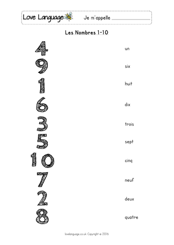 Age in French - numbers 1-10 - worksheets | Teaching Resources