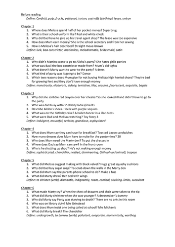 The Worst Thing ABout My Sister Jacqueline Wilson comprehension ...