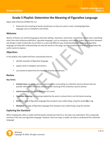The Meaning of Figurative Language - Playlist and Teaching Notes ...