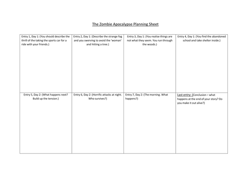 Zombie Apocalypse - Diary Version | Teaching Resources