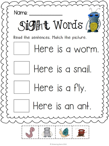 Sight Word Cut and Paste Activities - Bug/Spring Theme | Teaching Resources