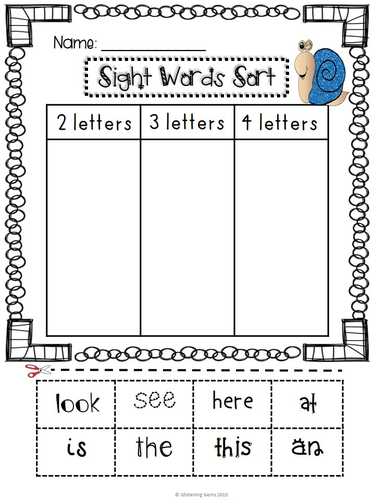 Sight Word Cut and Paste Activities - Bug/Spring Theme | Teaching Resources
