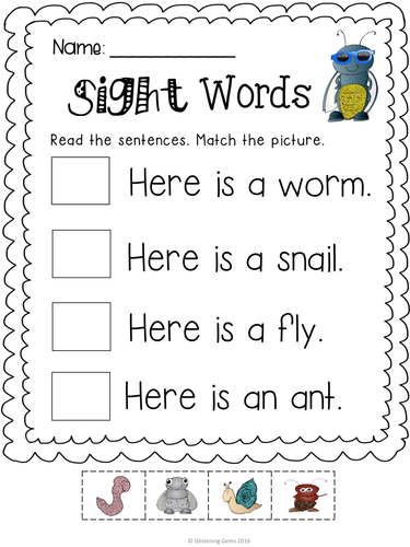 Sight Word Cut and Paste Activities - Bug/Spring Theme | Teaching Resources