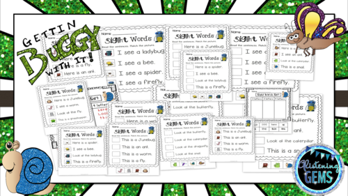 Sight Word Cut and Paste Activities - Bug/Spring Theme | Teaching Resources