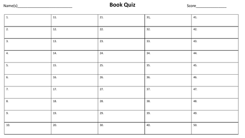 Book Quiz | Teaching Resources