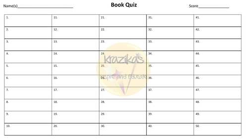 Book Quiz | Teaching Resources