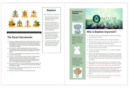 WJEC Eduqas Christianity: Practices: the Sacraments Exam Booklet | Teaching Resources