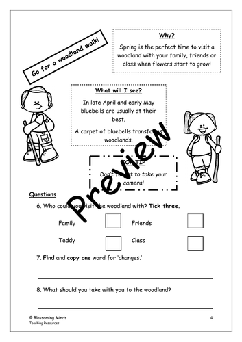 What can I do in the spring? - Comprehension - Year 2 | Teaching Resources