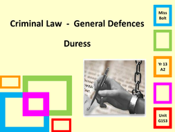 General Defences - Duress | Teaching Resources
