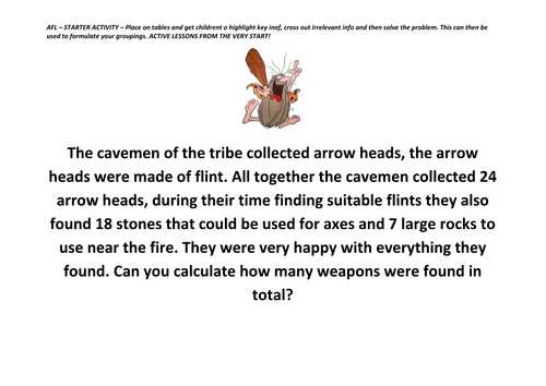 Stoneage Maths Word Problems Cavemen | Teaching Resources