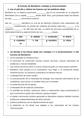 Spanish A Level el impacto del turismo en España: impact of mass ...