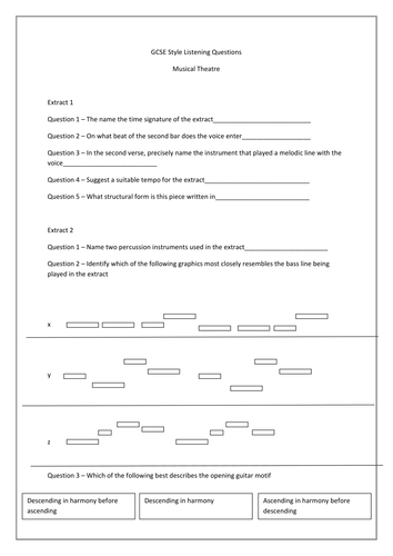 Reformed GCSE Musical Theatre Questions | Teaching Resources