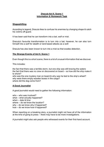 Dracula The Play - The David Calcutt Adaptation, Act 2 | Teaching Resources