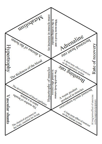 GCSE PE OCR 9-1 Effects of exercise (1.1.e) Tarsia Triangle Puzzle ...