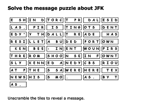 Solve the message puzzle about the JFK assassination | Teaching Resources