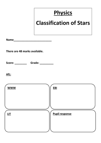 Classification of Stars - A Level Physics Revision Booklet (Part of ...