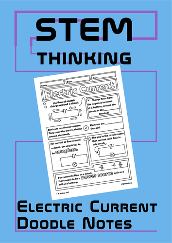 Electric Current in Electrical Circuits Doodle Notes | Teaching Resources