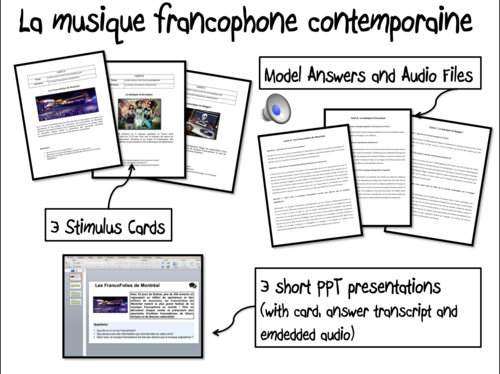 La musique Francophone contemporaine- Stimulus cards with model answers ...