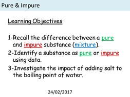 Lesson Pure and Impure GSCE Edexcel 9-1 | Teaching Resources
