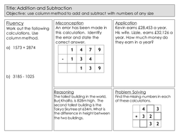 Mastery Maths - Addition and Subtraction - Using column method by ...