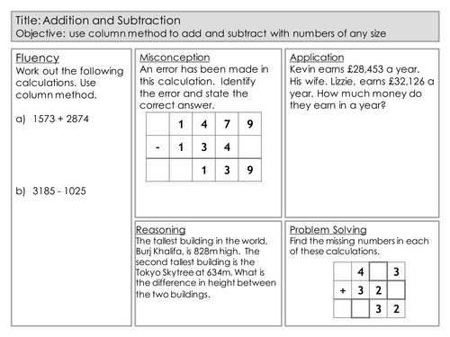 Mastery Maths - Addition and Subtraction - Using column method ...