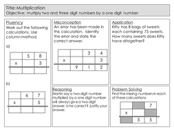 Mastery Maths - Multiplication - multiply two and three digit numbers ...