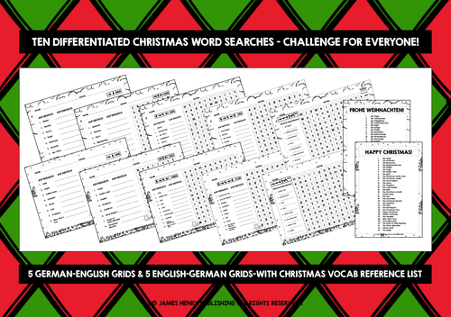 GERMAN CHRISTMAS WORD SEARCHES #1 | Teaching Resources