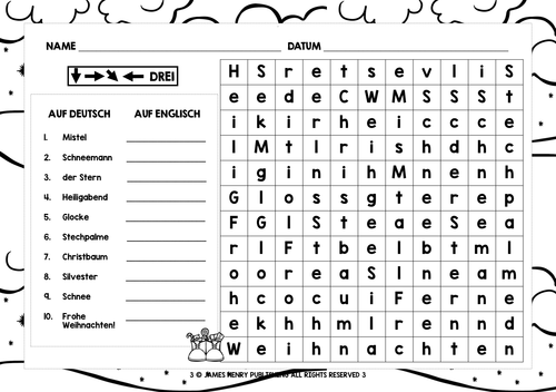 GERMAN CHRISTMAS WORD SEARCHES #1 | Teaching Resources