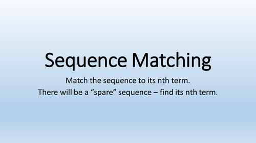 Sequence Matching | Teaching Resources