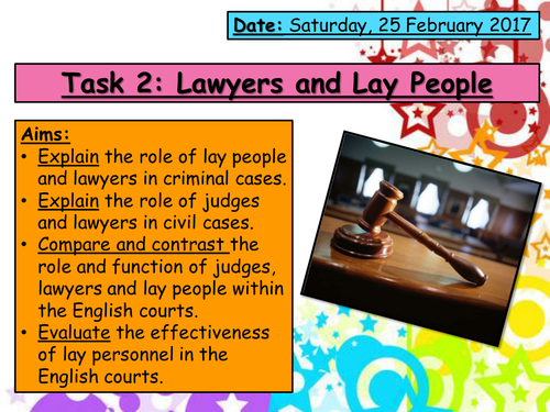 BTEC Law - Lawyers and Lay People Presentation | Teaching Resources
