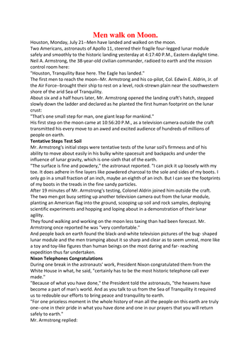 Moon Landings 1969 Newspaper texts | Teaching Resources