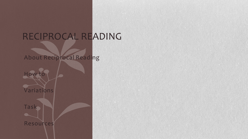 Reciprocal Reading / Teaching Staff Meeting / Presentation | Teaching ...