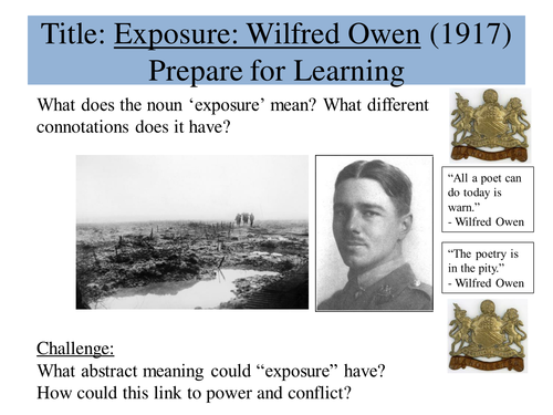 Exposure by Wilfred Owen Lesson: AQA English Literature | Teaching Resources