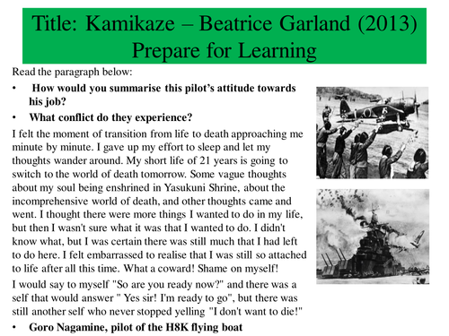 Kamikaze by Beatrice Garland Lesson: AQA English Literature | Teaching ...