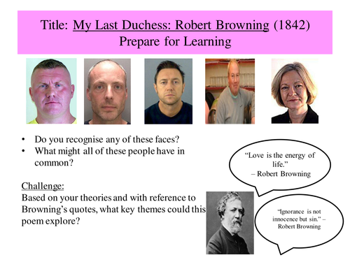 My Last Duchess by Robert Browning Lesson: AQA English Literature ...