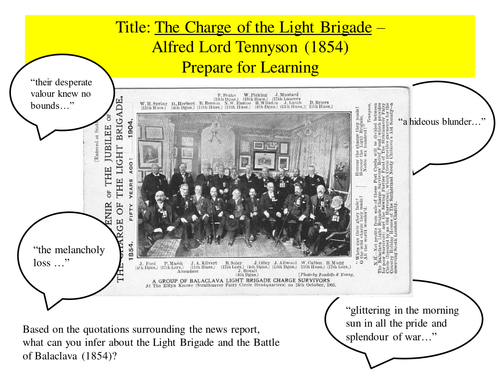 The Charge of the Light Brigade by Alfred Lord Tennyson Lesson: AQA ...